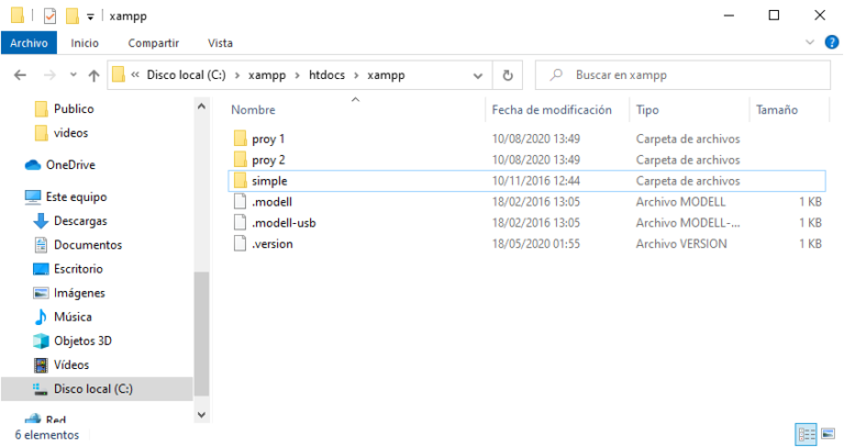 ¿CÓMO TENGO ACCESO A MIS SITIOS WEB Y AL ARCHIVO DE CONFIGURACIÓN DE APACHE EN XAMPP?