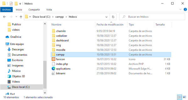 ¿CÓMO TENGO ACCESO A MIS SITIOS WEB Y AL ARCHIVO DE CONFIGURACIÓN DE APACHE EN XAMPP?